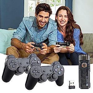 Wireless Retro Game Stick, HDMI 8K TV Input, Plug and Play Video Game Stick Built in 10000+ Games with Dual System HD + Android Tv Box