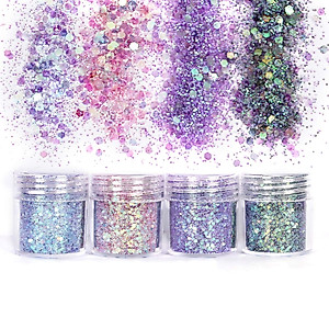 Unime Body Glitter 16 Colors Chunky Glitter for Body Face Hair Make Up Nail Art Mixed Color Glitter