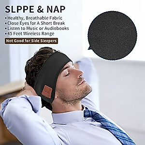 ASIILOVI Bluetooth Headband Headphones for Sleeping, Sleeping Headphones with HD 2-Parts Speakers and Mic for Nap Calling Running Yoga Daily Wear, Music Gift Ideas(Not for Side Sleepers)-Black