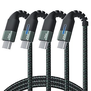 Ailun USB C Cable with LED Light Indicator USB C to C 100W PD Fast Charge Illuminated Nylon Braided 2Pack [6ft] for iPhone 15/15 Pro/15 Plus/15 Pro Max,Galaxy S24/S24 Plus/S24 Ultra/S23/S22/S21/S20