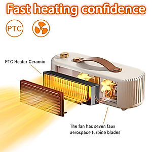 Portable Electric Space Heater PTC Ceramic Heaters for Indoor Use Small Electric Space Heater 800W Personal Space Heater Fast Heating Electric Desk Heater