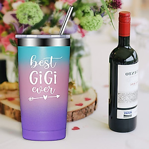Fufandi Best Gigi Ever - Gigi Gifts for Grandma - Funny Christmas Gifts for New Grandma, Nana, Soon To Be Gigi, World's Best Gigi Tumbler Cup (20oz, Glitter Bubble Gum)