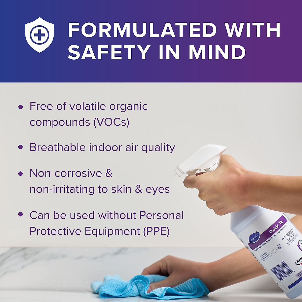 Oxivir Diversey 4277285 Tb Disinfectant Cleaner, Accelerated Hydrogen Peroxide, Ready-to-Use, 32-Ounce (Pack of 12 Capped Bottles + 1 Reusable Spray Nozzle)