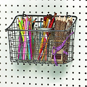 Spectrum Diversified 10" x 5" x 7" Pegboard & Wall Mount Basket, 10"L x 7"W, Industrial Gray