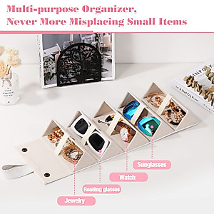 MoKo Sunglasses Organizer with 5 Slots, Foldable Travel Glasses Storage Case Holder Eyewear Display Box, White