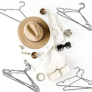 pamo Black Metal Clothes Hangers - 5,10 or 20 Stainless Steel Black Hangers 16.5"- Coated, Scratch- and Rust-Resistant - Space Saving Clothes Hanger