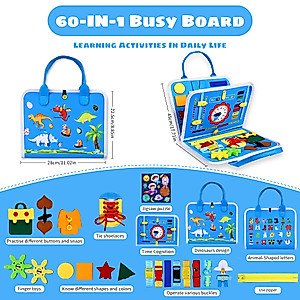 Supecaty Busy Board Montessori Toys for 1 2 3 4 5 6 Year Old Boys Girls Birthday Gifts, Preschool Learning Activities with Life Dress Skills for Toddlers 1-3, Educational Travel Toys for Plane Car