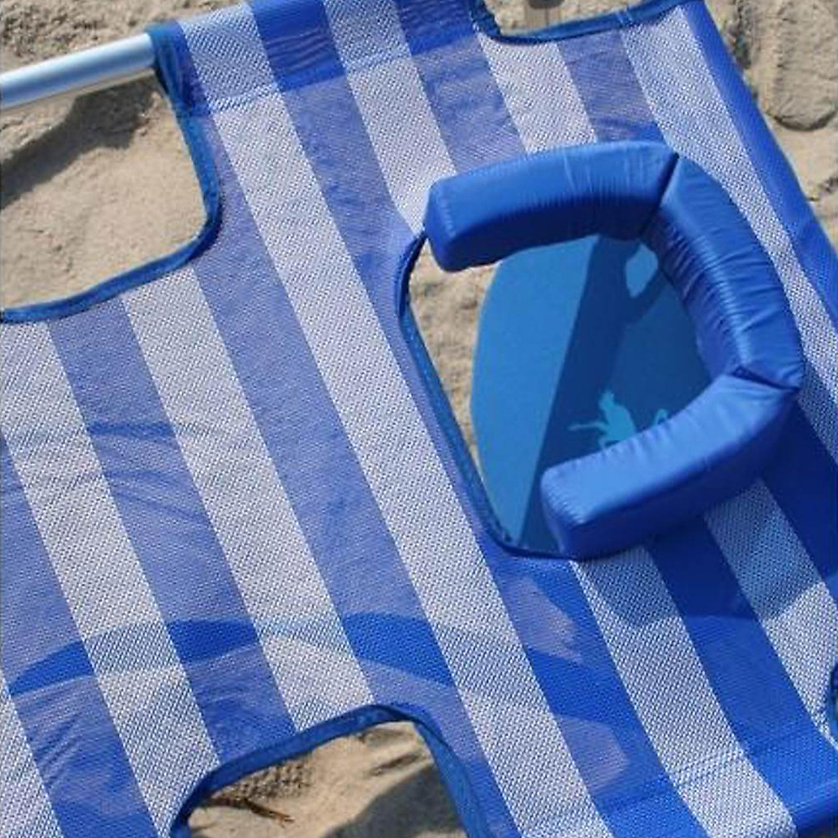 Ostrich 3N1 Lightweight Lawn Beach Reclining Lounge Chair with Footrest, Outdoor Furniture for Patio, Balcony, Backyard, or Porch, Blue Stripe