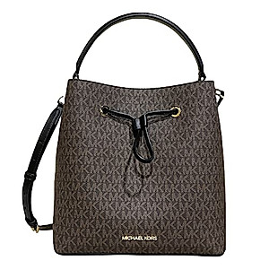 Michael Kors Suri Large Logo Bucket Drawstring Bag MK Brown Black Multi