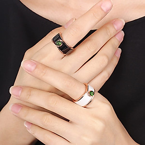 Natural Chrome diopside Rose Gold Over Sterling Silver Ring 0.6ctw with White or Black Ceramic (White, 7)