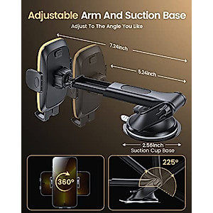 APPS2Car Windshield Phone Mount for Car, 3-in-1 Universal Hook Vent Dashboard Suction Cup Phone Holder for Car/Truck/SUV Compatible with 4-6.5'' Phone, iPhone 13/12 Series/Samsung and More