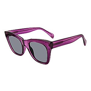 Steve Madden Women's Female Sunglasses Style Manzo Cat Eye, Crystal Purple/Solid Smoke, 55mm, 22mm