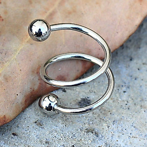 Cocobul Body Jewelry 316L Stainless Steel Double Coil Twist Cartilage Earring | 16 Gauge 8mm Diameter