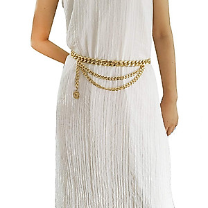 Women Thick Metal Link Waist Chain for Dress Multilayer Tassel Waist Belt Belly Chains Waistbands Body Jewelry