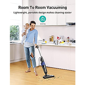 Aspiron Stick Vacuum Cleaner, Small Vacuum Cleaner with 20kPa Powerful Suction & 0.88QT Dust Cup and 16ft Power Cord, 5-in-1 Handheld Lightweight Bagless Vacuum Cleaner Carpet and Floor for Pet