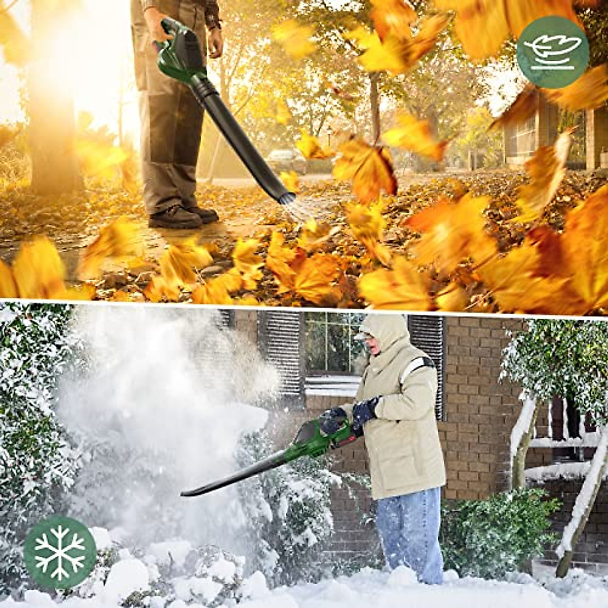 21V Leaf Blower Cordless with Battery and Charger, 5 Speeds Adjustable Cordless Battery Operated Blower for Lawn Care, Small Electric Cordless Leaf Blower with 2 Batteries Cordless Blower