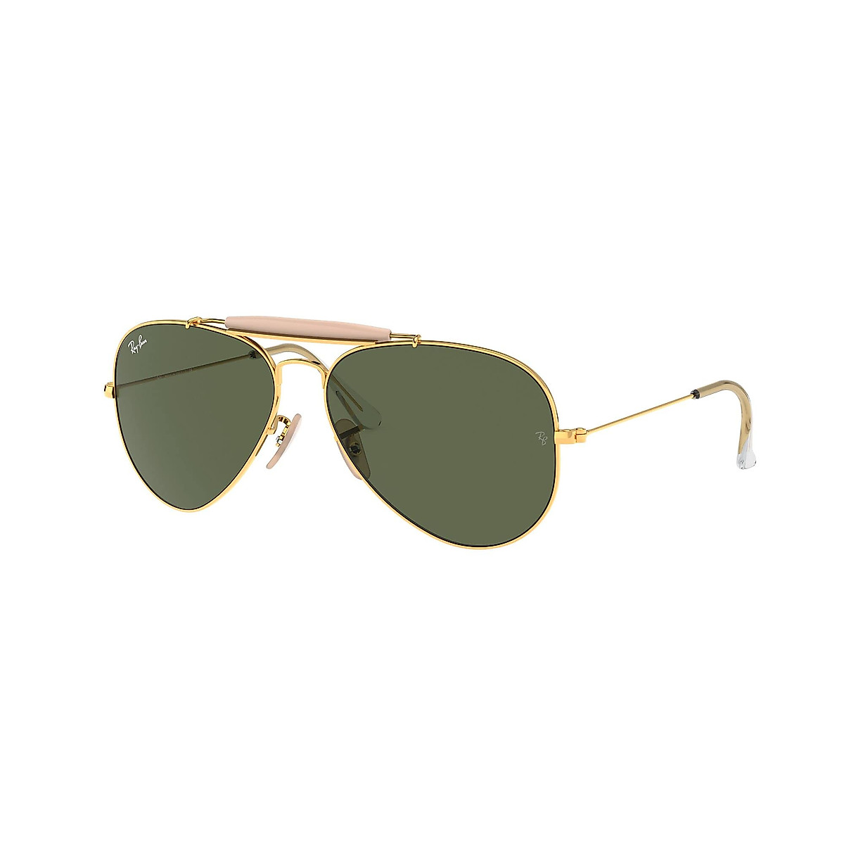 Ray-Ban RB3029 Outdoorsman II Aviator Sunglasses, Gold Rose/G-15 Green, 62 mm