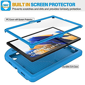 SUPLIK Kids Case for Samsung Galaxy Tab A8 10.5 inch 2022, Galaxy Tab A8 10.5" Case with Screen Protector, Shockproof Handle Stand Protective Cover for Tab A8 10.5 Tablet (SM-X200/X205/X207), Blue