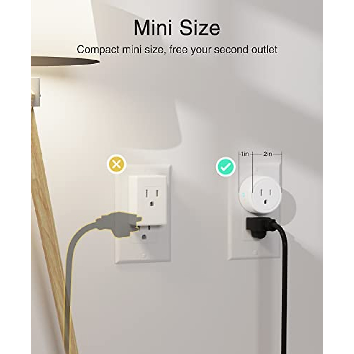 GHome Smart Mini Plug, Wi-Fi Outlet Socket Compatible with Alexa and Google Home, Remote Control with Timer Function, No Hub Required, ETL FCC Listed (1 Pack), White