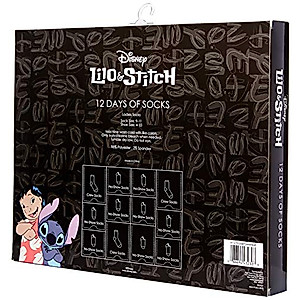 Lilo & Stitch girls Lilo Stitch 12 Days of Advent Box Socks, Assorted Blue, 9 11 US