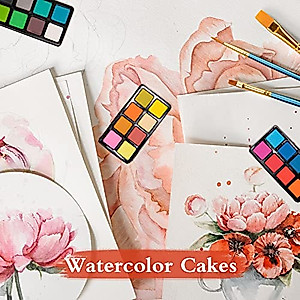 POPYOLA Art Supplies 94 Piece Wooden Paint Set for Painting, Sketching, Coloring Creative Portable Art Kit with Colored Pencils, Oil Pastels, Watercolor Cakes Art Set for Teens, Adults (Brown)