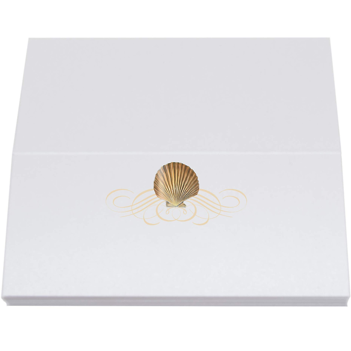 Scallop Seashell Flourish Place Cards, Set of 25, Pre-cut and Scored - Wedding, Party, Dinner, and Special Events - Made in the USA