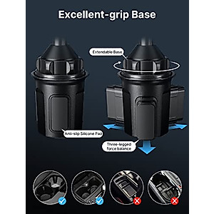 JSAUX Cup Phone Holder for Car Truck with Long Arm, Multi-Adjustable Ultra Stable Cup Holder Phone Mount Cellphone Cradle Compatible with iPhone, Samsung Galaxy, Google Pixel and Other Smart Phones