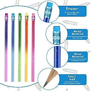 Color Changing Mood Metallic Glitter Pencil with Eraser Wooden Pencils Heat Activated Color Changing Pencils Thermochromic Pencils for Students Easter Birthday Pencils Party Favors (30 Pieces)