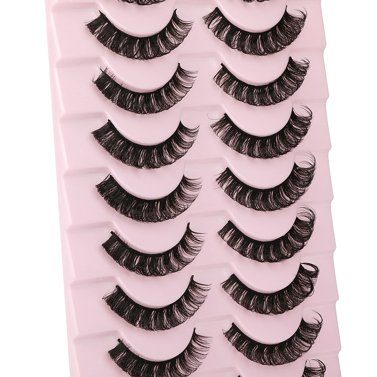 wiwoseo False Eyelashes Russian Strip Lashes D Curly Faux Mink Lashes Wispy Fluffy Volume Russian Lashes 3D Effect Fake Eyelashes 10 Pairs Pack