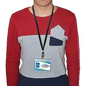 Lanyards with ID Holder 50 Pcs Clear Plastic Horizontal Waterproof Ziplock ID Nametag Holder Bulk Lanyard Clip Name Tag Badge Holder (Yellow)