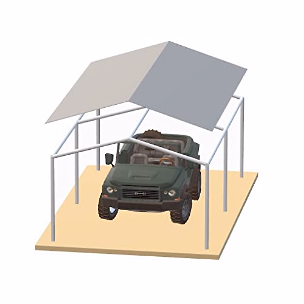 Carport Canopy Cover 12' x 20' Cut Size, 11'6" x 19'6" Finish Size Heavy Duty Tarp Tent Roof White and Silver, Only Cover (Silver 12x20)