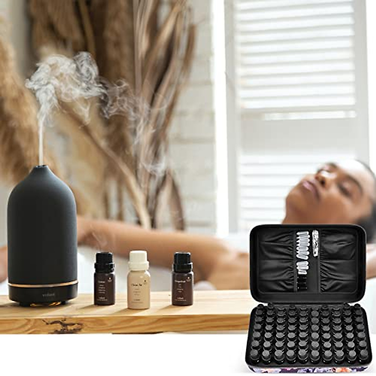 PAIYULE Essential Oils Storage Hold 70 Bottles - Carrying Hard shell Organizer Case for Artnaturals/for Young Living/for Radha/for Doterra Aromatherapy Essential Oils 5ml, 10ml, 15ml - Lavender