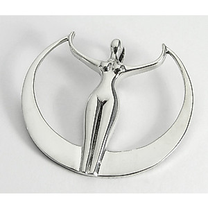 Sterling Silver Astra Star Moon Goddess Pendant by Oberon Zell