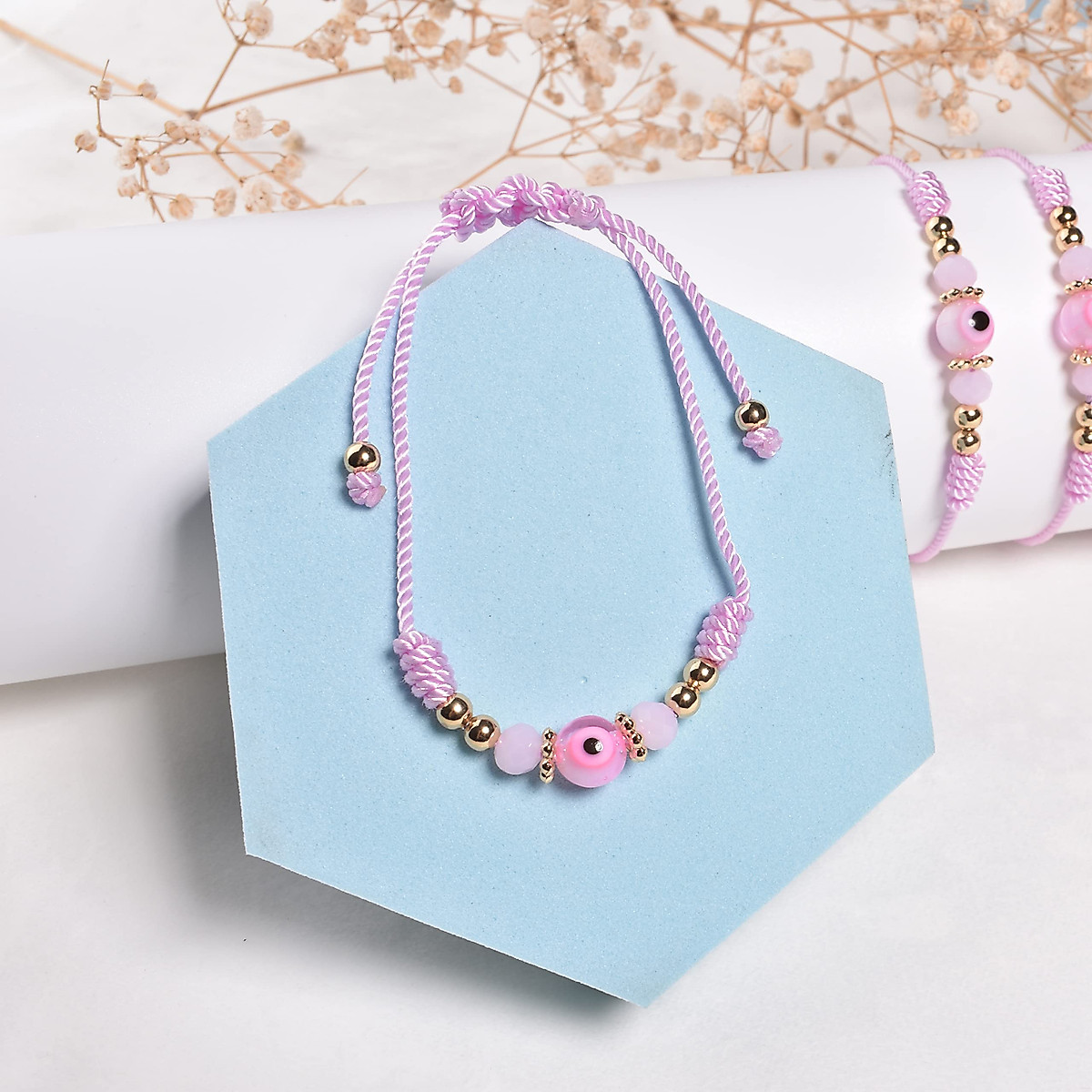 chorfla Evil Eye Bracelet For Women Teen Protection Bracelet Pink Knot Bracelet Ojo Anklet Gift String Rope Thread For Daughter Niece Granddaughter Friend Bff Good Luck Christmas