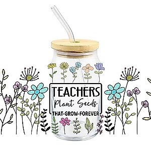 UV DTF Cup Wrap Transfer Sticker for Glass,Teachers' Day Transfer Stickers for Glass Cups,UV DTF Cup Wrap Transfer Cup Stickers Decals Waterproof Rub on Transfers for Crafts Vintage