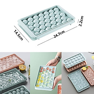 NUOYANG Round Ice Cube Tray with Lid, Ice Ball Maker Mold for Freezer with Container Mini Circle, Ice Cube Tray Making, 33PCS Sphere Ice Chilling Cocktail Whiskey Tea Coffee