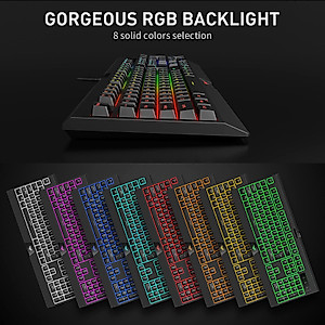Havit RGB Wired Gaming Keyboard and Mouse Combo LED Backlit 104 Keys Ergonomic Gaming Keyboard with 4800 DPI & Programmable Gaming Mouse for Windows PC Computer Desktop Gamer