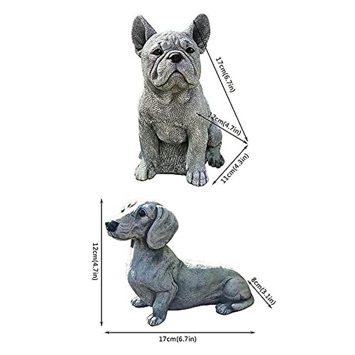 AUSUKY Dachshund Weiner Dog Doorstop Statue Garden Decor Resin Crafts Home Sculpture (French Bulldog)