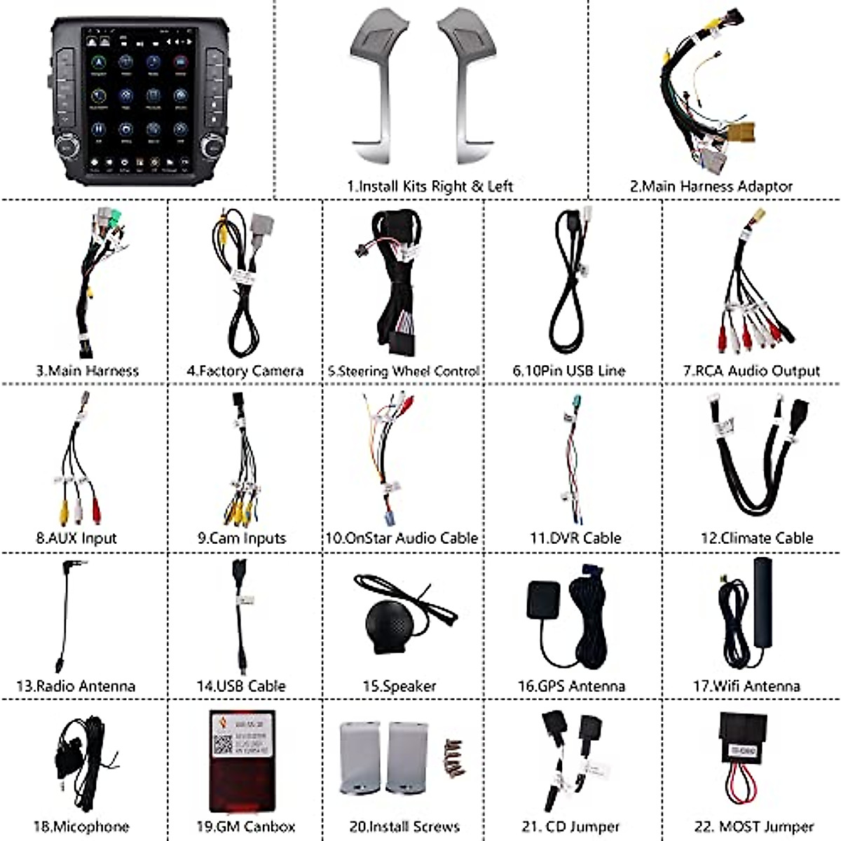 LinksWell Gen IV 12.1 Inch Car Stereo for Chevrolet Silverado and Sierra 2014 to 2019 T Style Android Radio Replacement Head Unit Multimedia Player Touchscreen GPS Navigation Bluetooth