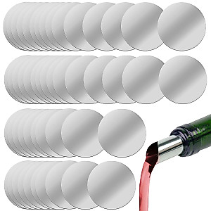 DOERDO 50pcs Aluminum Foil Red Wine Pourer Disc Slice Reusable Flexible Drip Stop Pour Spouts Disk for Wine Beverage Beer Liquid Dispenser