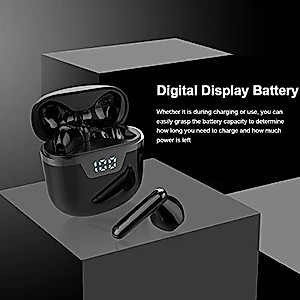 HOTLIFE True Wireless Earbuds with Microphones, IPX6 Waterproof 5.0 Bluetooth Headphone with LED Display Charging Case for iPhone and Android, Touch Control in-Ear Stereo Earphone for Work/Sports
