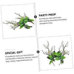 FRCOLOR Green Branch Crown Woodland Headband Halloween Goth Antler Headpiece Floral Fairy Hairband for Women Girls Branch Leaves Hair Accessories