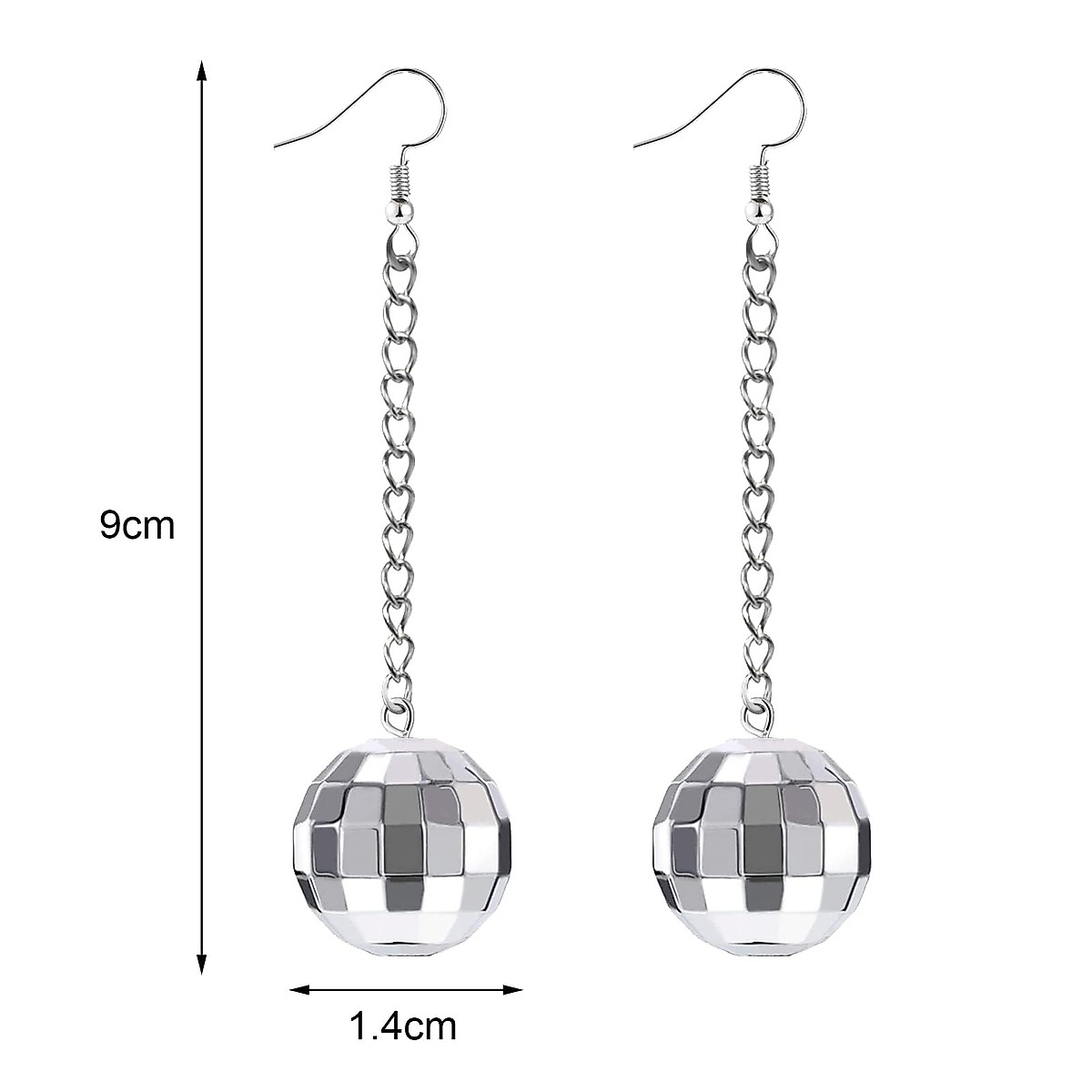 Disco Ball Earrings,Disco Ball Earrings for Women,60's or 70's Disco Ball Earrings for Women,Silver Mirror Ball Earrings,Dance Party Costume Accessories