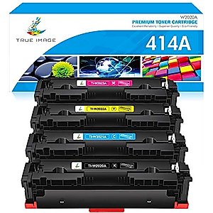 TRUE IMAGE Compatible Toner Cartridge Replacement for HP 414A W2020A 414X HP Color Pro MFP M479fdw M479fdn M454dw M454dn M454 M479 Printer Toner (Black Cyan Yellow Magenta,4-Pack)