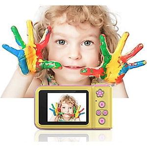 eDealz Full 1080P Kids Selfie HD Compact Digital Photo and Video Rechargeable Camera with 2" LCD Screen, Video Games and Micro USB Charging (Pink, with SD Card)