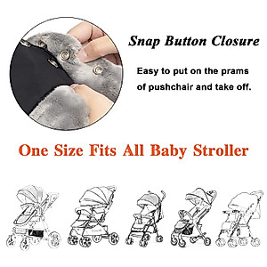 ALYCLIP Stroller Hand Muff, Extra Thick Fleece Pram Pushchair Universal Hand Gloves, SoZone Waterproof Warm Baby Stroller Gloves with 1 Buggy Clip