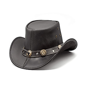 Showerproof Outback hat Also Worn as Leather Cowboy hat, Australian Hats for Men & Women Black