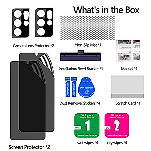 LYWHL [2+2 Pack] for Samsung Galaxy S21 Ultra Privacy Screen Protector [Support Fingerprint ID] Anti-Spy Full Adhesive Flexible Film + Camera Lens Glass Protector for Galaxy S21 Ultra 6.8” 5G 2021