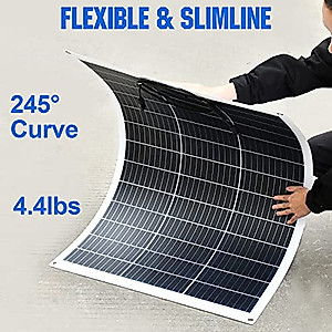 ECO-WORTHY Flexible Solar Panel 130 Watt 12 Volt Monocrystalline Semi-Flexible Bendable for Off- Grid System Motorhome, RV, Caravan, Camper, Boats, Roofs, Uneven Surfaces