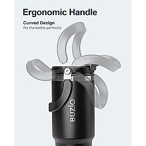 BUZIO 30 oz Tumbler with Handle, Insulated Tumbler with 2-in-1 Lid and Straw, Stainless Steel Vacuum Insulated Iced Coffee Tumbler Cup Water Bottle for Water, Iced Tea or Coffee, Smoothie